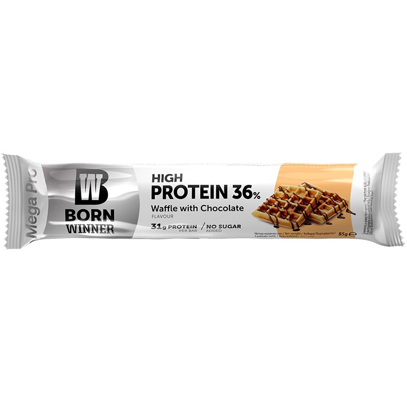 Protein Bar Born Winner Mega Pro Waffle with Chocolate Sugar Free ...