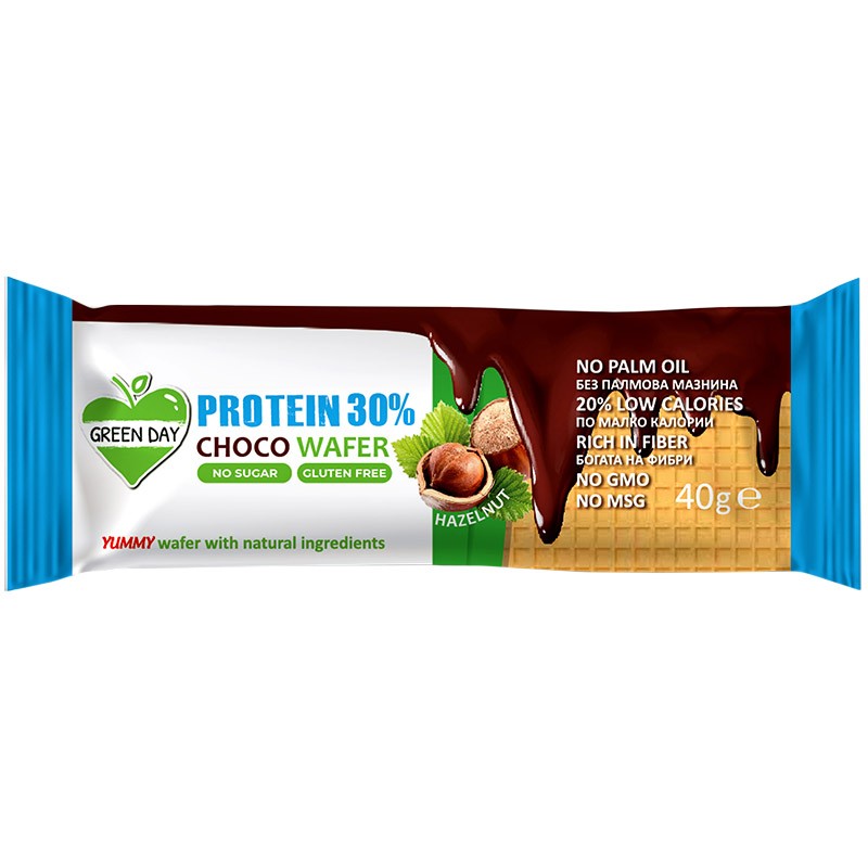 Protein Waffer Green Day Choco with Hazelnut No Added Sugar and Gluten ...