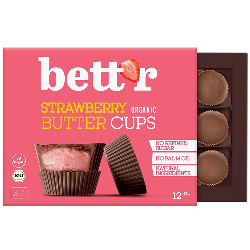 Organic Chocolates Bettr with Strawberry Cream Vegan - eBag.bg