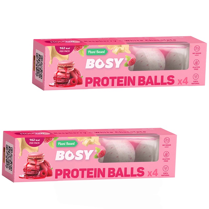 Protein Balls Bosy Moscow Raspberry with White Chocolate No Added Sugar ...