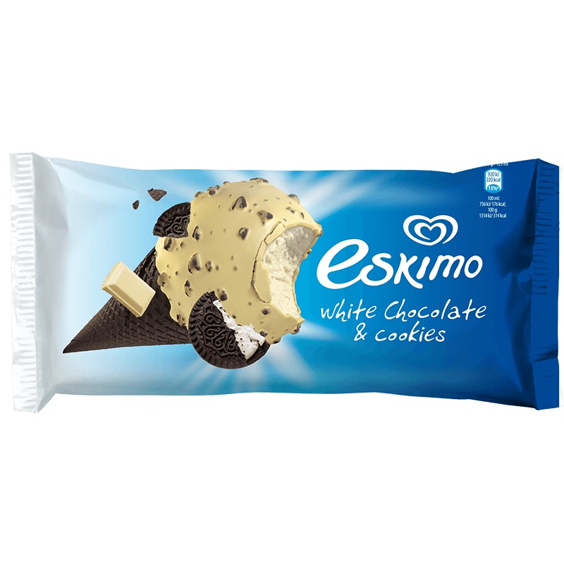 Сладолед Eskimo с Бисквитка в Бял Шоколад във Фунийка с цена 1.99 лв ...