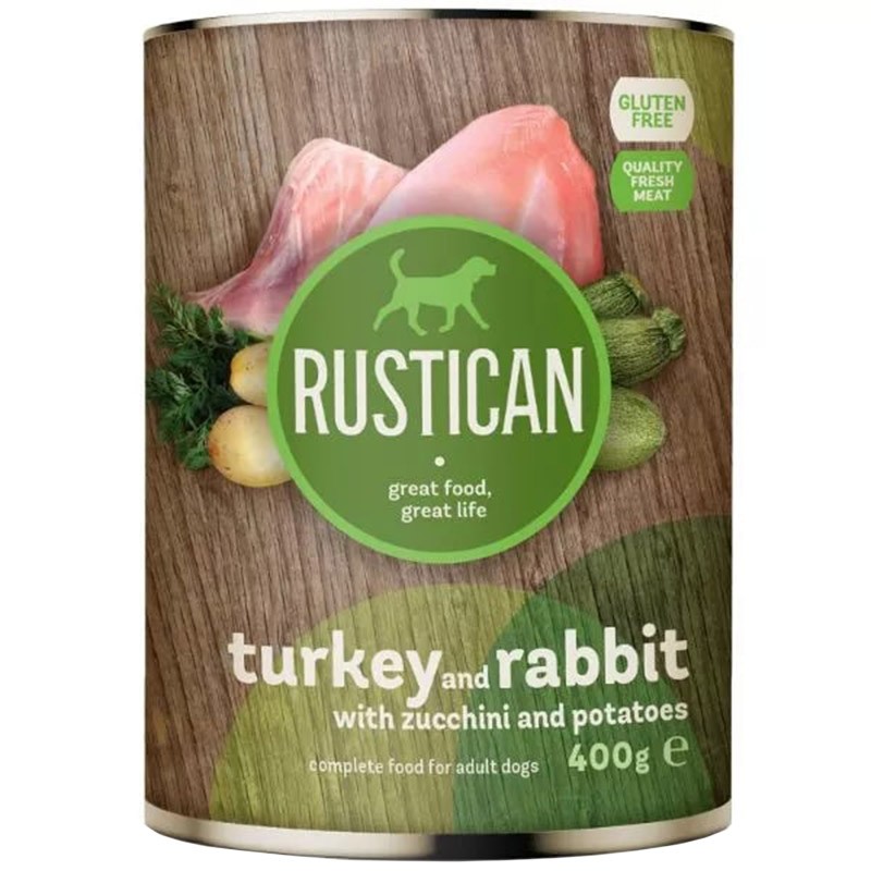 Храна за Кучета Rustican с Пуешко, Заешко, Тиквички и Картофи с цена 5. ...